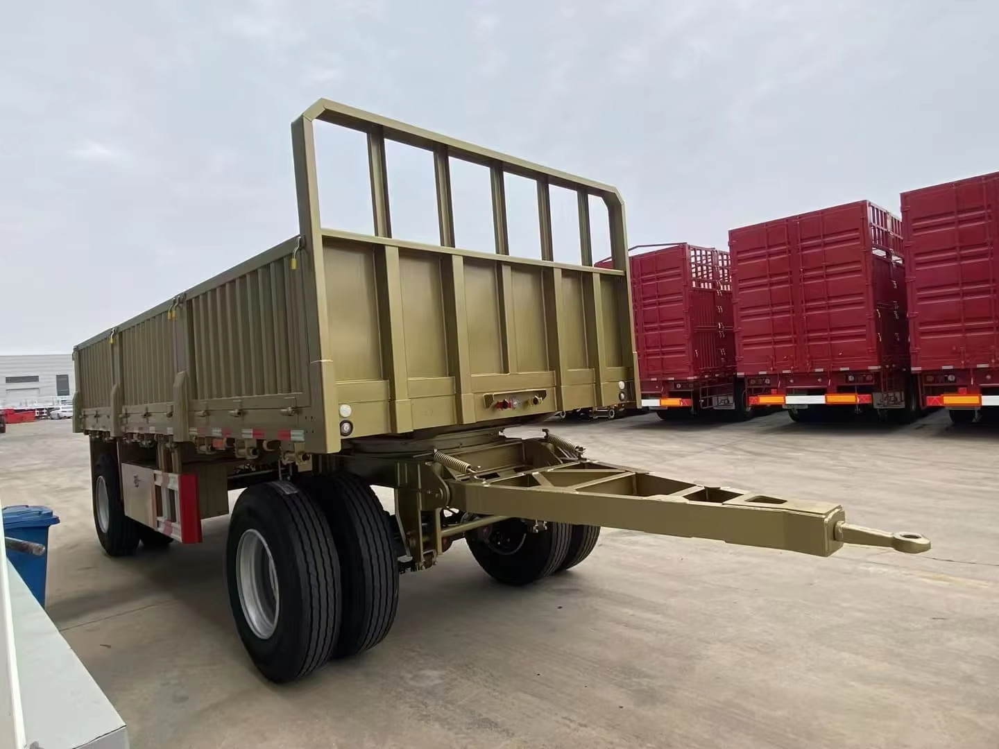 Pertanian 2-Axles Flat Platform flatbed dinding samping Drawbar Full ...